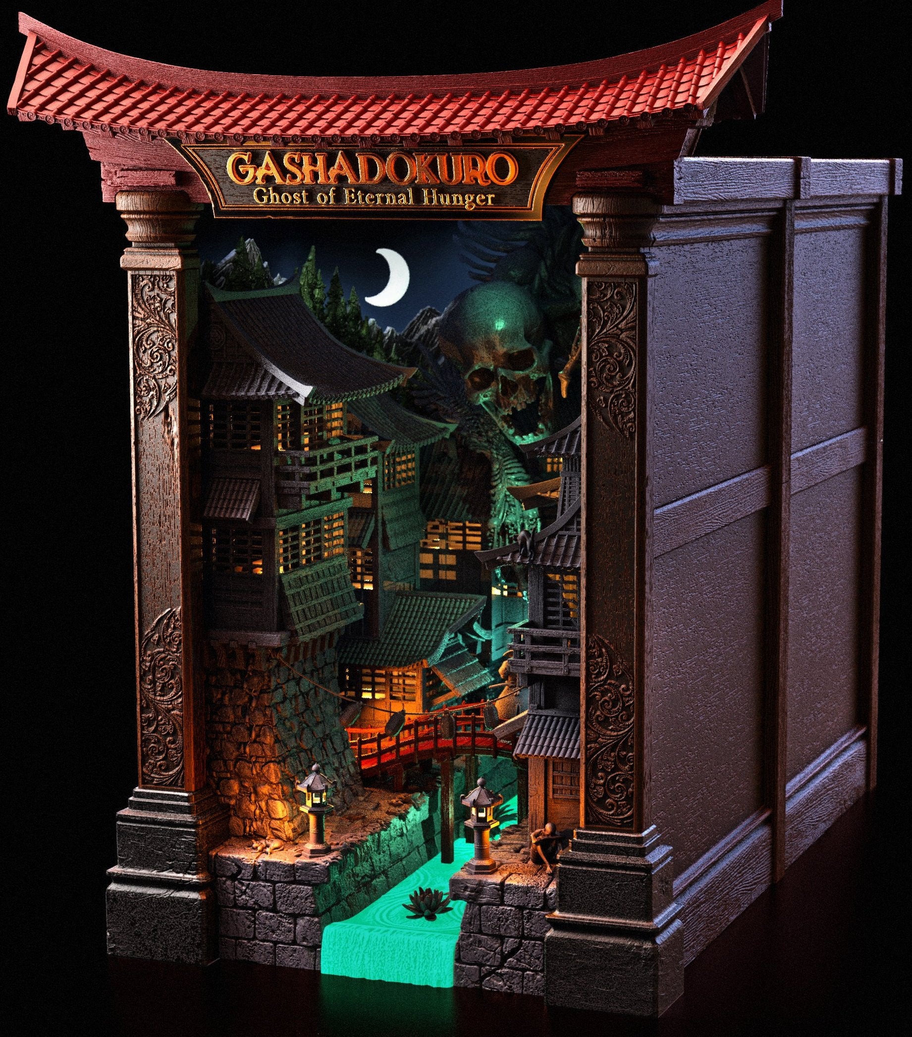 Gashadokuro - Ghost of Eternal Hunger - Book Nook Diorama – Black Forge ...
