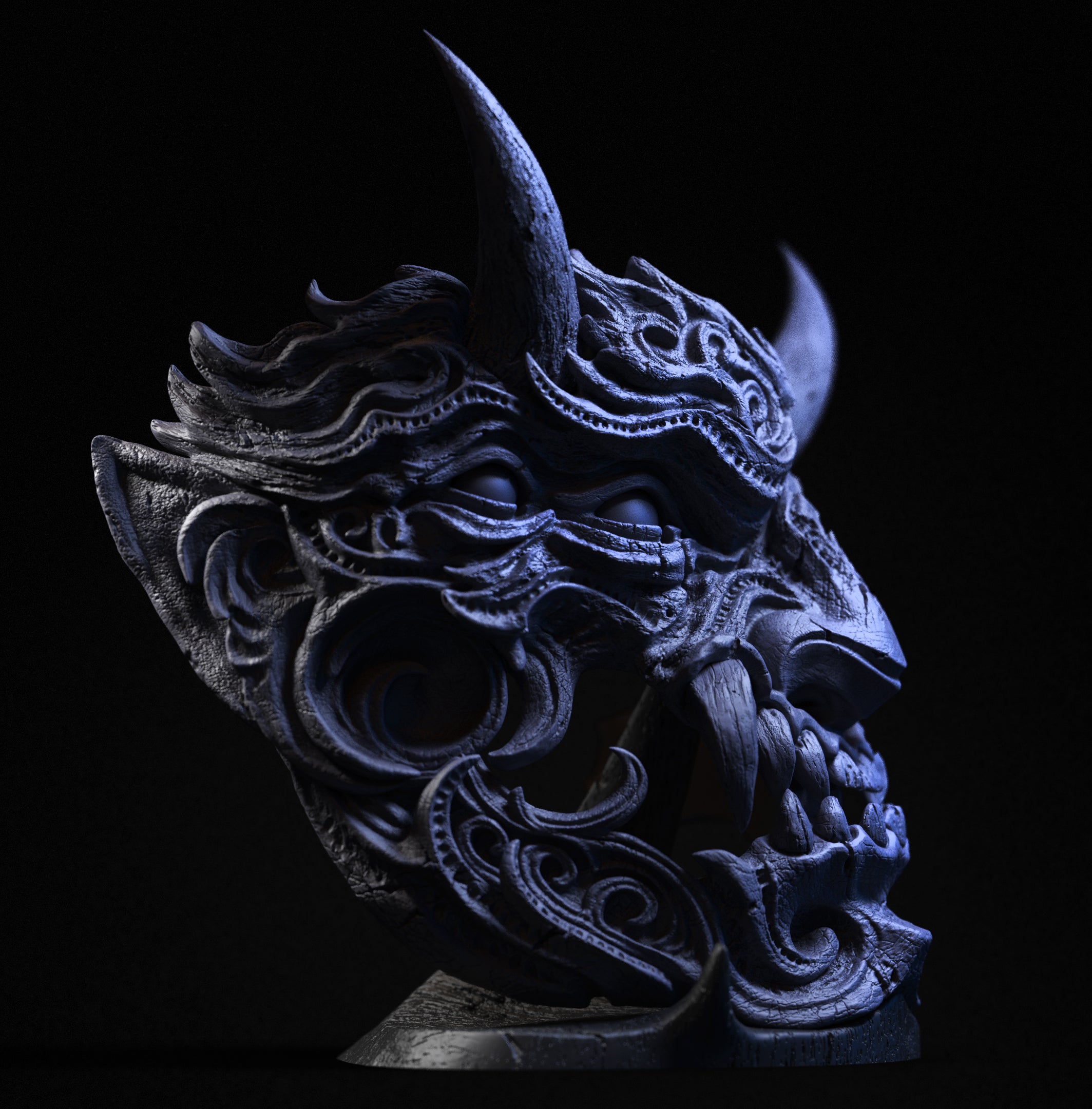 Tenjin Duality - Mini Mask Display With Stand – Black Forge Games